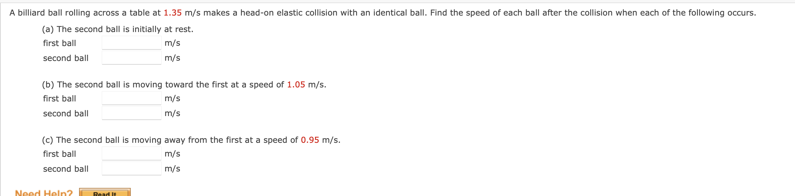 Solved (a) The second ball is initially at rest. first ball | Chegg.com