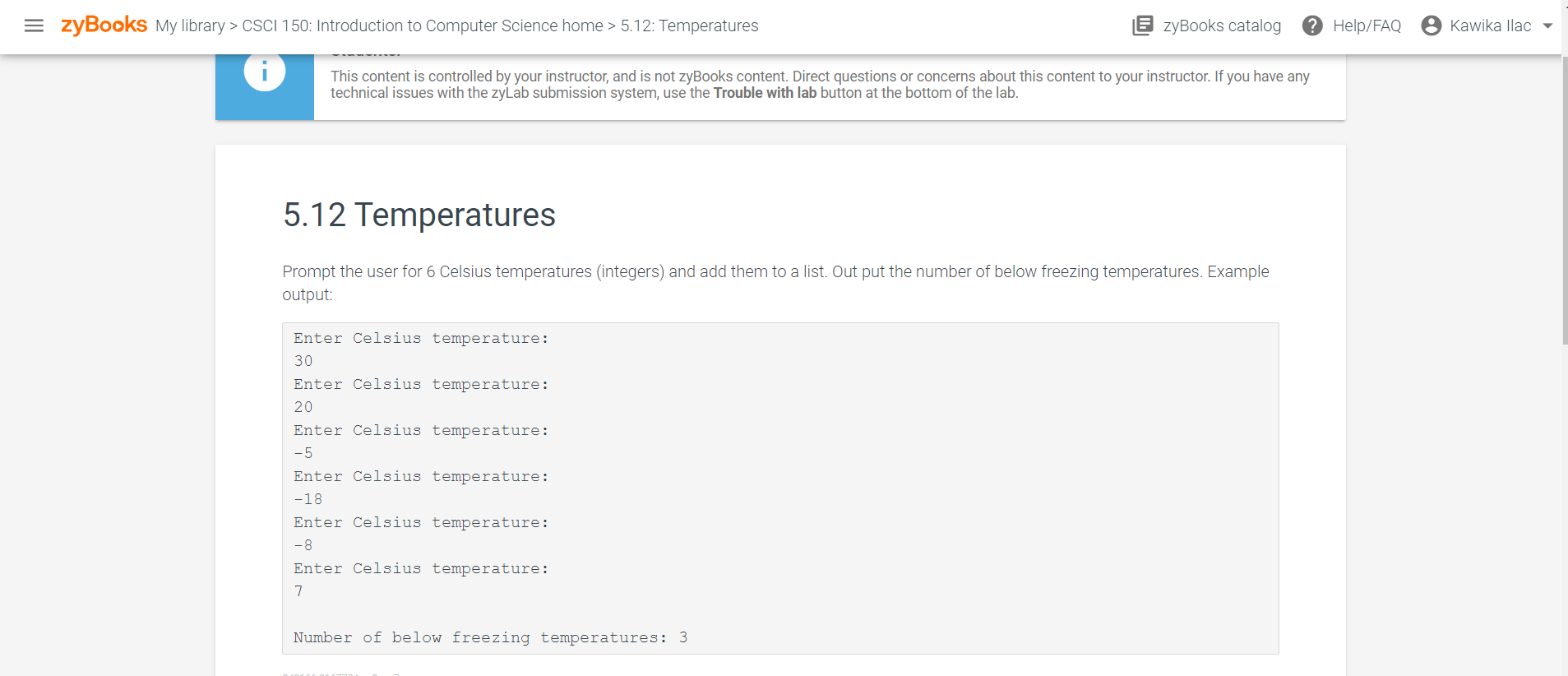Solved = zyBooks My library > CSCI 150: Introduction to | Chegg.com