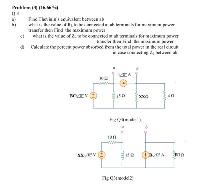 Solved model 1 givens: voltage source = 97v XX= 17 OHM Model | Chegg.com