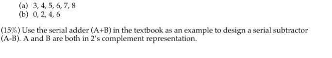 Solved 15%) Use the serial adder (A+B) in the textbook as an | Chegg.com