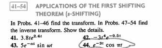 Solved 41-54 APPLICATIONS OF THE FIRST SHIFTING THEOREM | Chegg.com