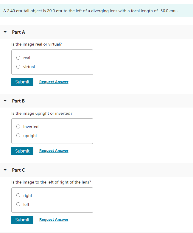 Solved A 2.40 cm tall object is 20.0 cm to the left of a | Chegg.com