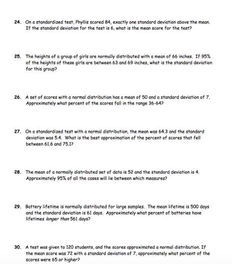 Solved NORMAL DISTRIBUTION WORKSHEET Name Section | Chegg.com