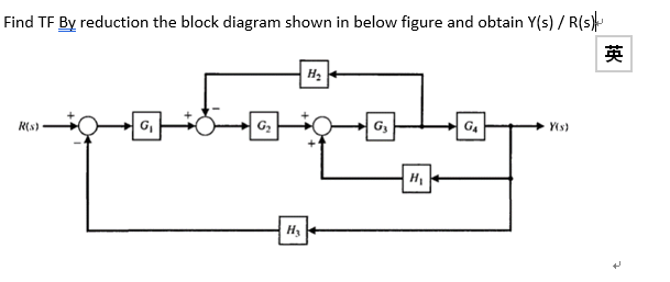 Solved Find TF By reduction the block diagram shown in below | Chegg.com
