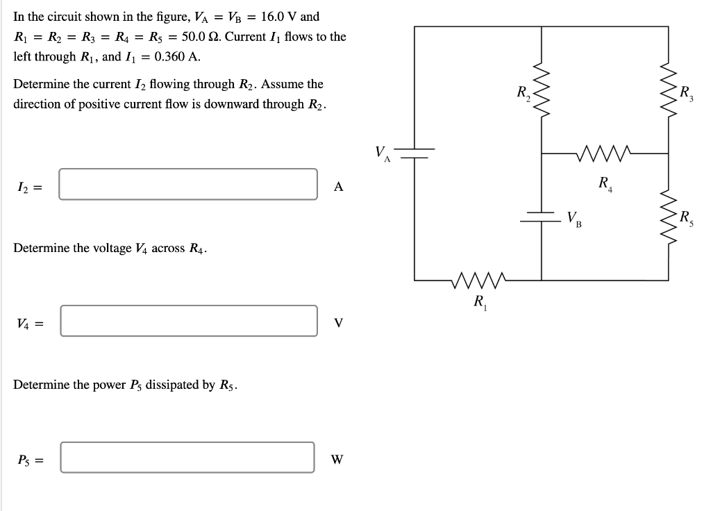 Solved In the circuit shown in the figure, VA = V8 = 16.0 V | Chegg.com
