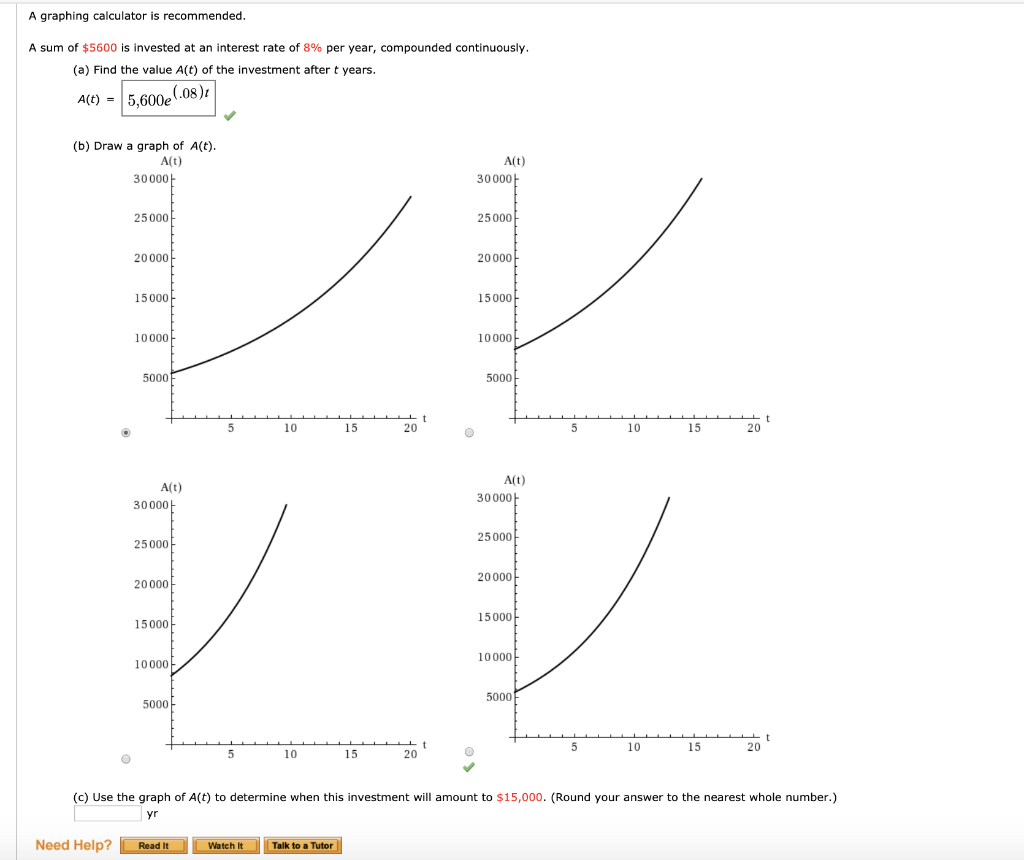 Solved A Graphing Calculator Is Recommended A Sum Of 5600 Chegg