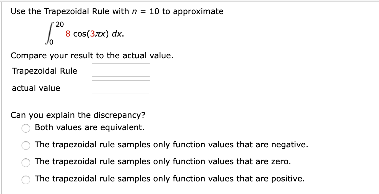 Solved Use the Trapezoidal Rule with n = 10 to approximate | Chegg.com