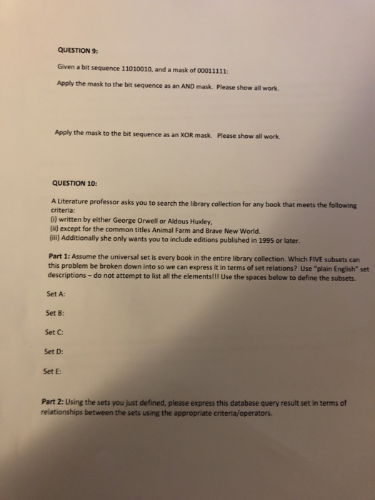 Solved QUESTION 9 Given a bit sequence 11010010, and a mask | Chegg.com