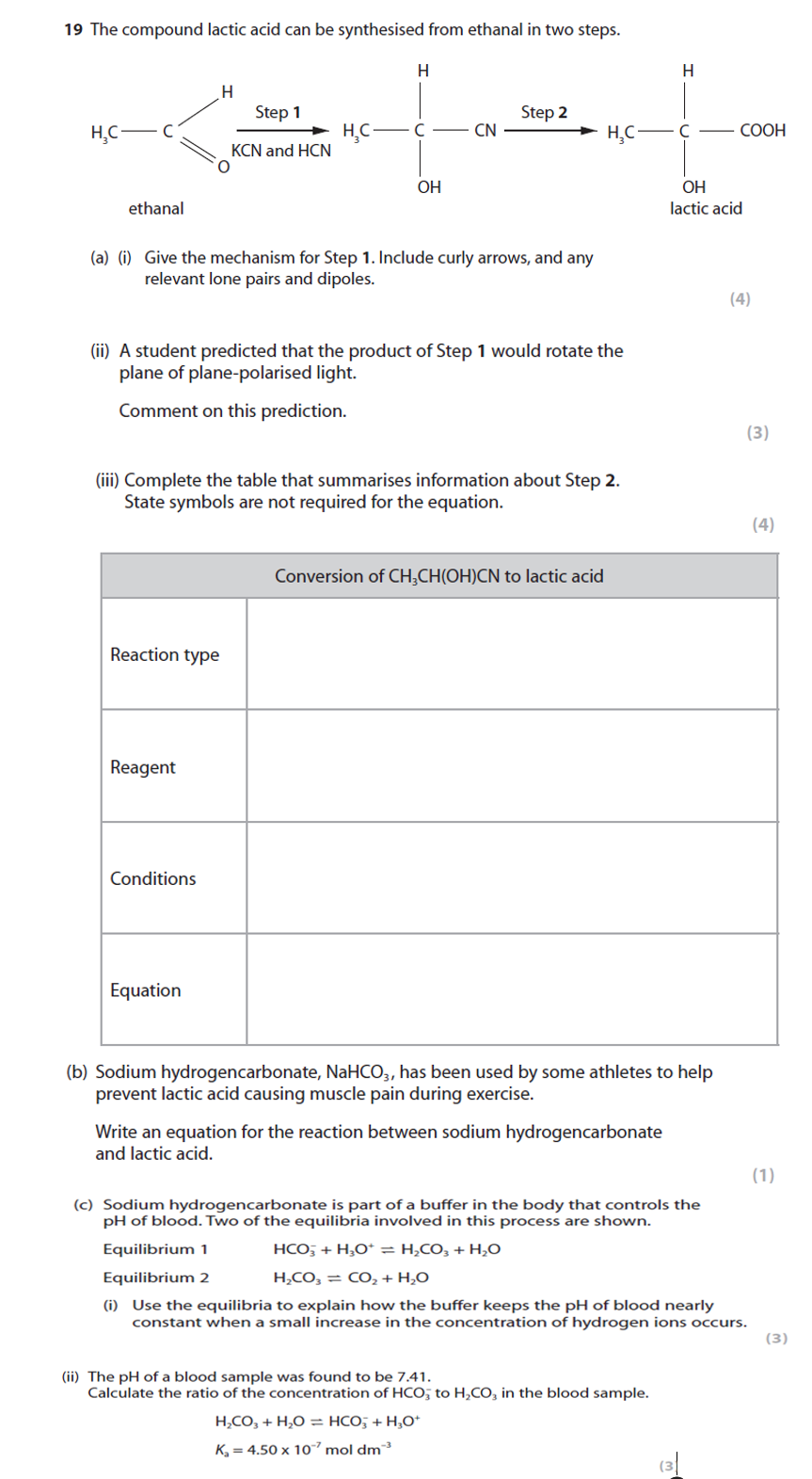 Solved 19 The compound lactic acid can be synthesised from | Chegg.com