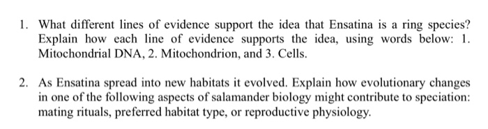Solved 1. What different lines of evidence support the idea | Chegg.com