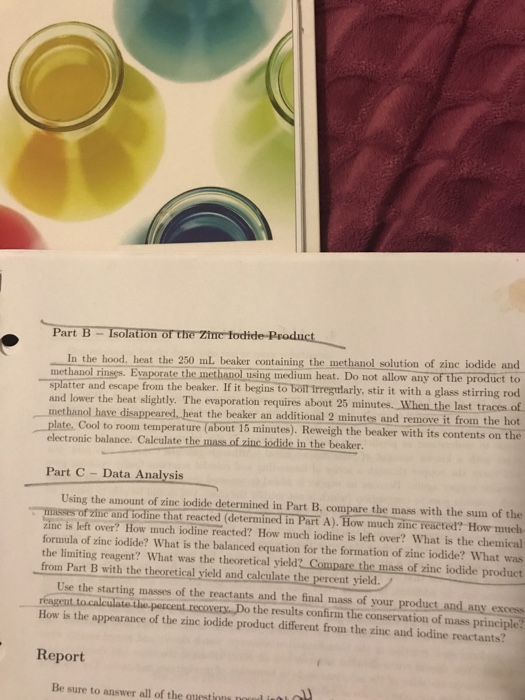 Solved Writing the Lab report ( Determining a chemical | Chegg.com