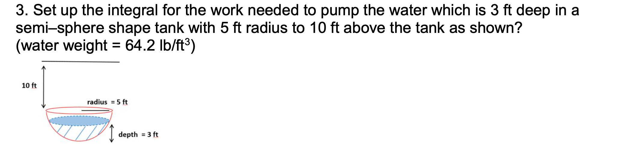 Solved 3. Set up the integral for the work needed to pump | Chegg.com