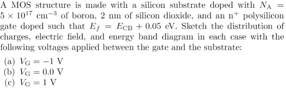 Solved A MOS structure is ﻿made with a silicon substrate | Chegg.com