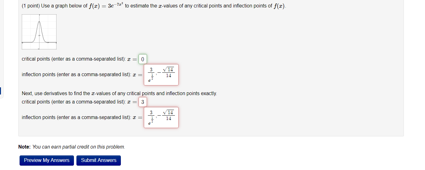 Solved (1 point) Use a graph below of f(x) = 3e-7r to | Chegg.com
