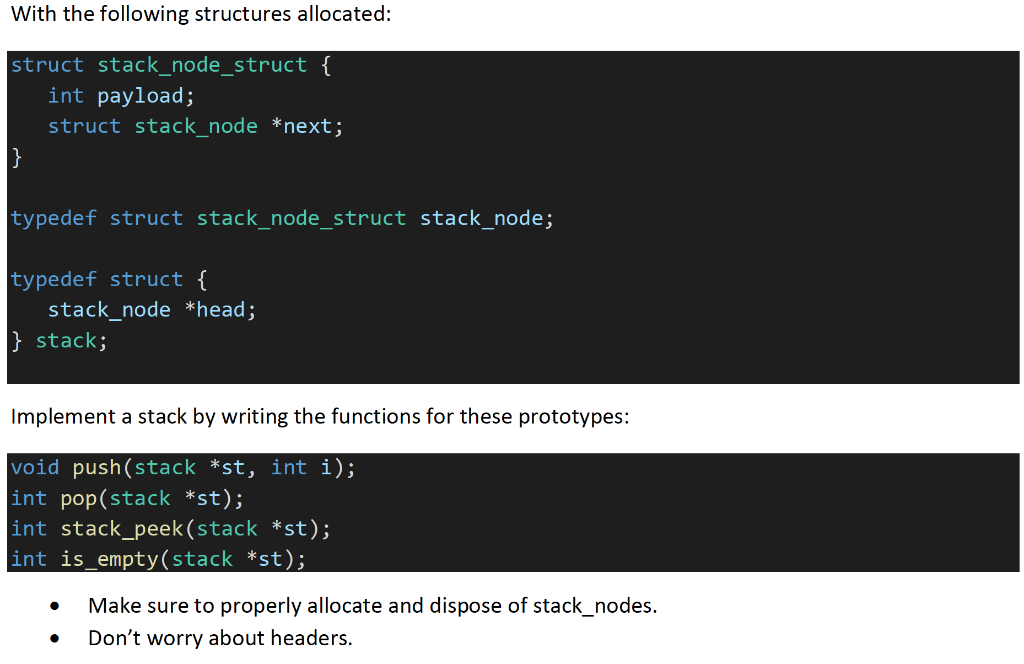 Solved With The Following Structures Allocated Struct 3518