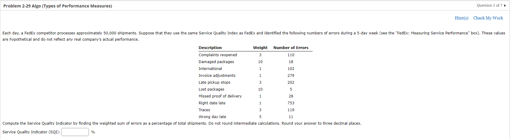 Solved Problem 2-29 Algo (Types of Performance Measures) | Chegg.com Solved Problem 2-29 Algo (Types of Performance Measures) | Chegg.com
