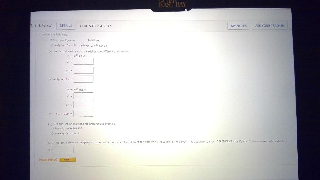 Solved EAST BAY 1-18 Points] DETAILS LARLINALG8 4.8.032. MY | Chegg.com