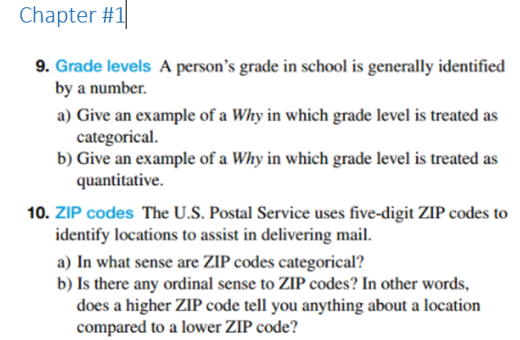 Solved Chapter #1 9. Grade levels A person's grade in school | Chegg.com
