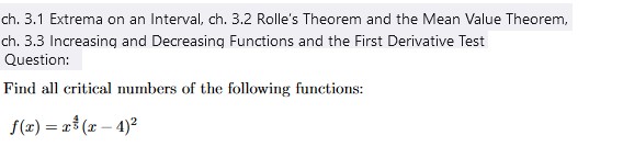 Solved ch. 3.1 Extrema on an Interval, ch. 3.2 Rolle's | Chegg.com