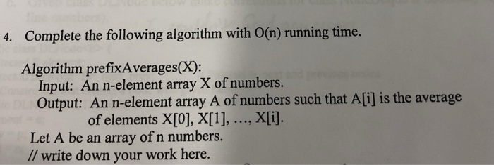 Solved 4. Complete the following algorithm with O(n) running | Chegg.com
