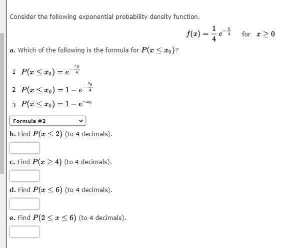 Solved Consider the following exponential probability | Chegg.com