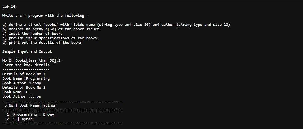 Solved Lab 10 Write a c++ program with the following - a) | Chegg.com