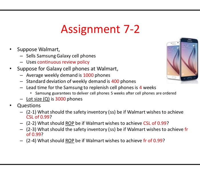 Solved Assignment 7-1 Suppose Walmart, - Sells Samsung | Chegg.com