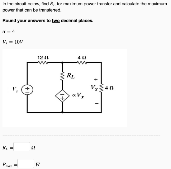 Solved In the circuit below, find Ry for maximum power | Chegg.com