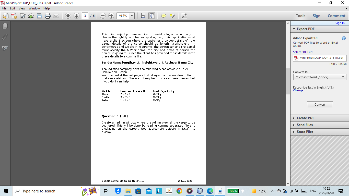 Solved MiniProjectOOP OOR 216 (1).pdf - Adobe Reader File | Chegg.com