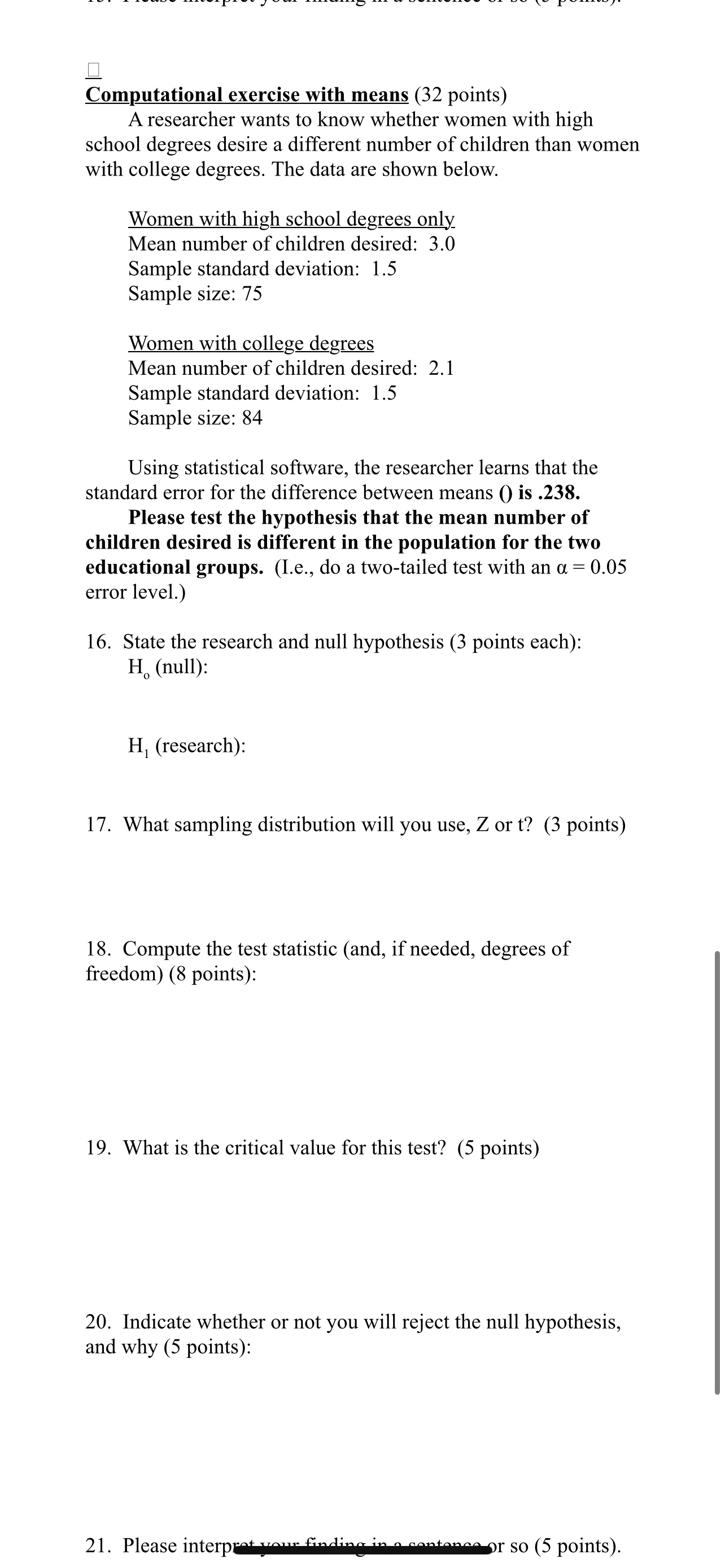 Solved Computational exercise with means ( 32 points) A | Chegg.com