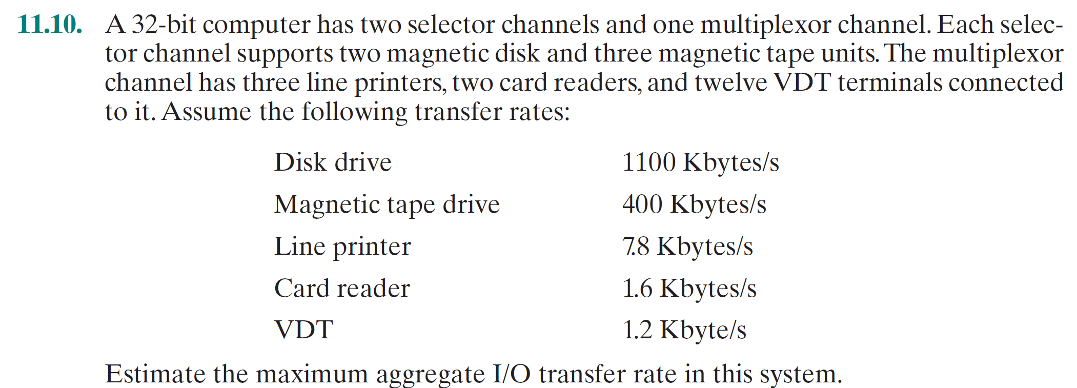 Solved 1.10. A 32-bit computer has two selector channels and | Chegg.com