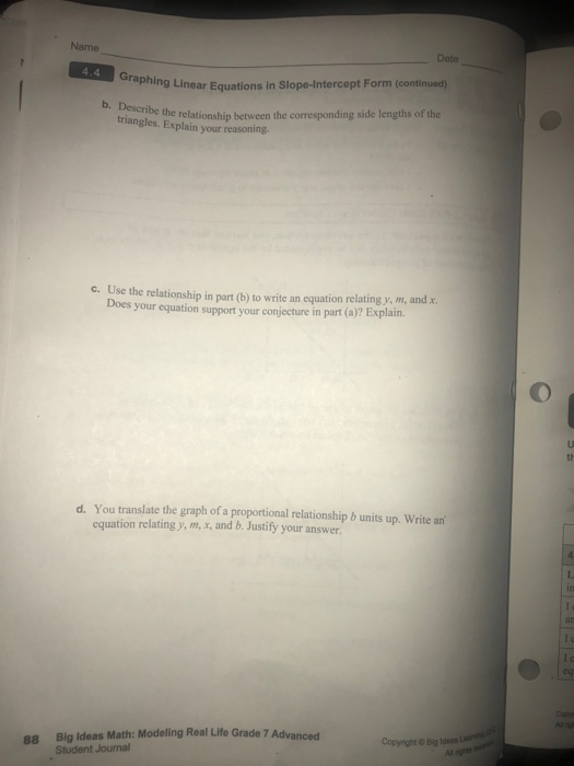Solved Date ls hing Linear Equations in Slope-Intercept Form | Chegg.com