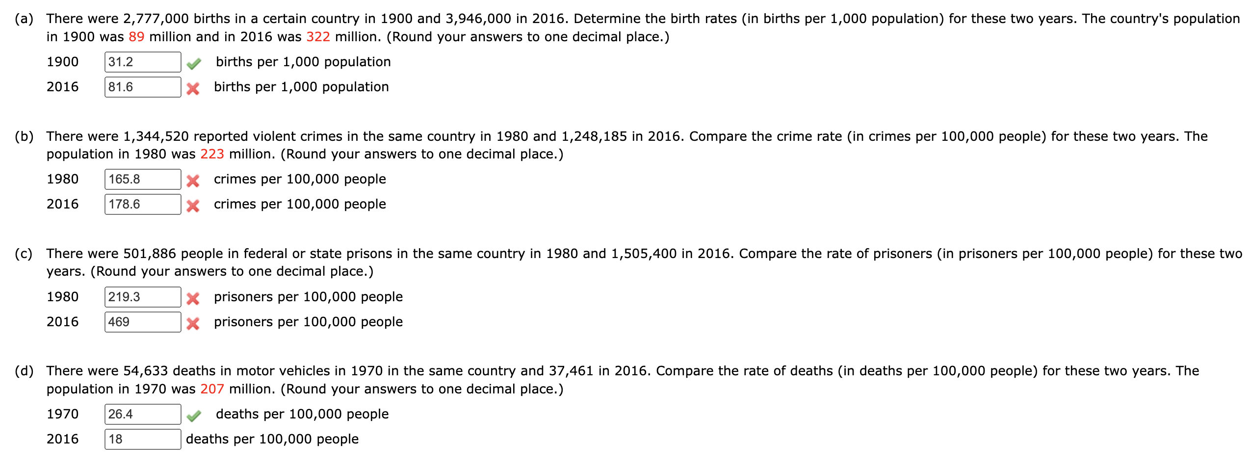 Solved in 1900 was 89 million and in 2016 was 322 million. | Chegg.com