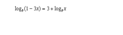 Solved log, (1 – 3x) = 3 + logx | Chegg.com