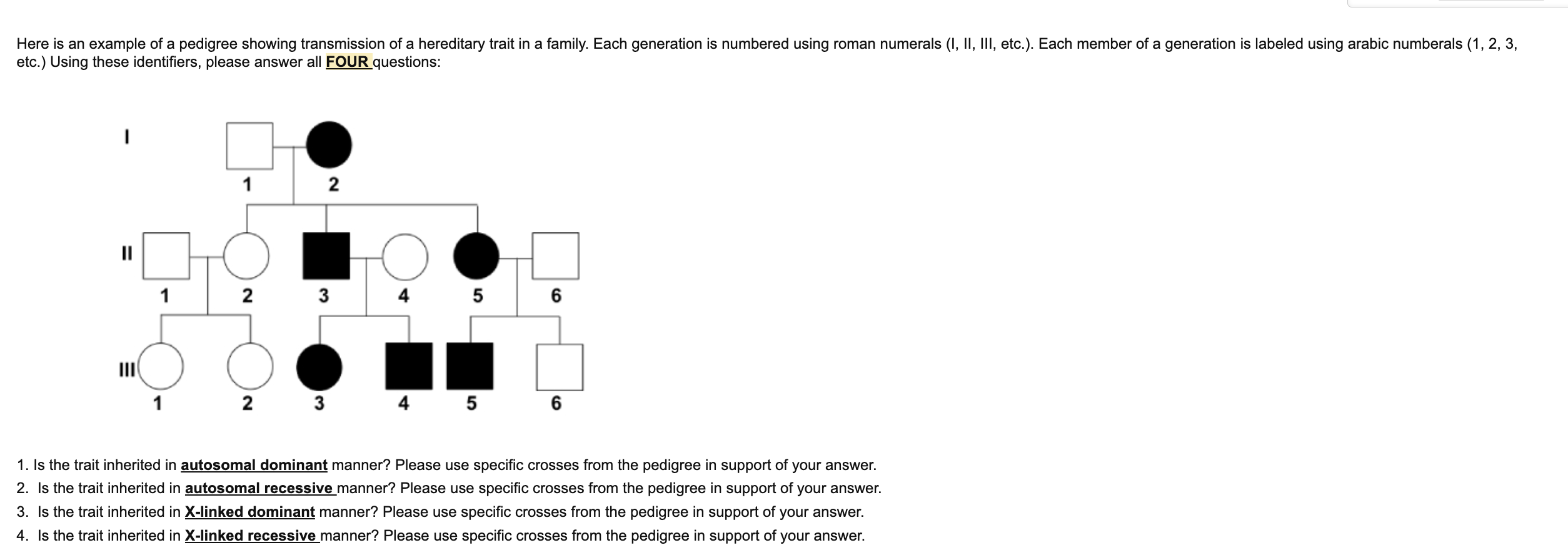 Solved etc.) Using these identifiers, please answer all FOUR | Chegg.com