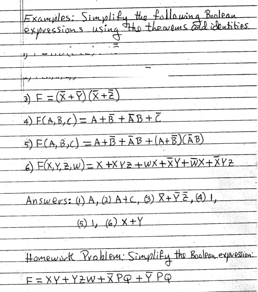 Solved Examples: Simplify Hee following Boolean lexpressions | Chegg.com
