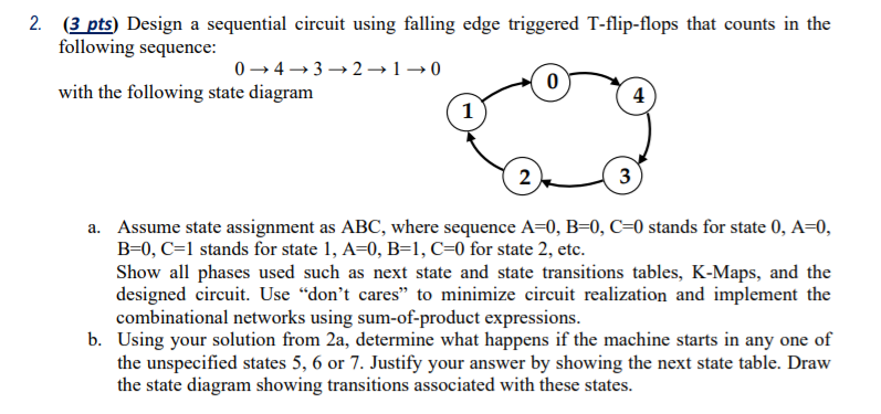 Solved 2. (3 pts) Design a sequential circuit using falling | Chegg.com