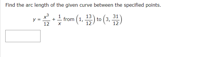 Solved Find the arc length of the given curve between the | Chegg.com