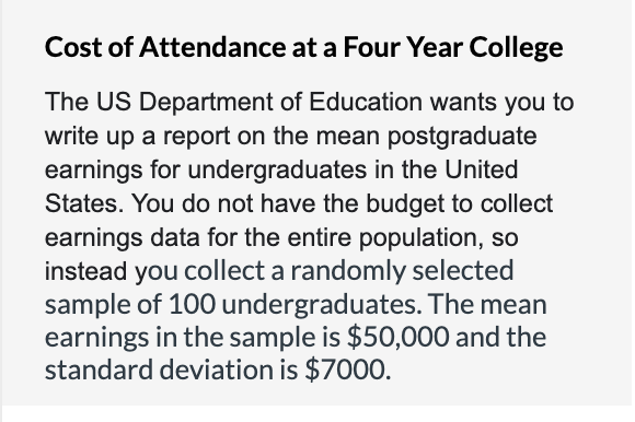 Solved Cost of Attendance at a Four Year College The US | Chegg.com