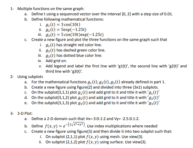 Solved 1. Multiple functions on the same graph: a. Define t | Chegg.com