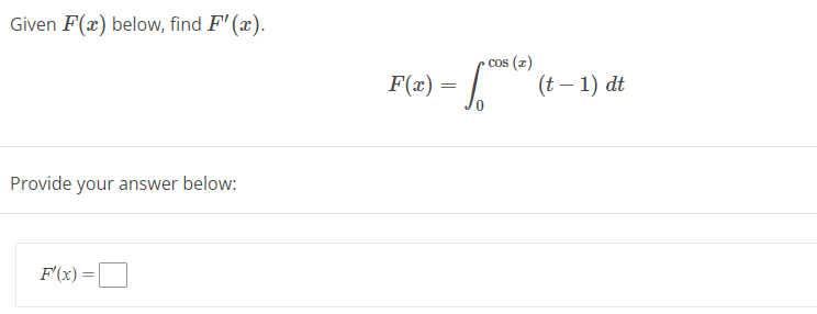 Solved Given F(x) ﻿below, find | Chegg.com