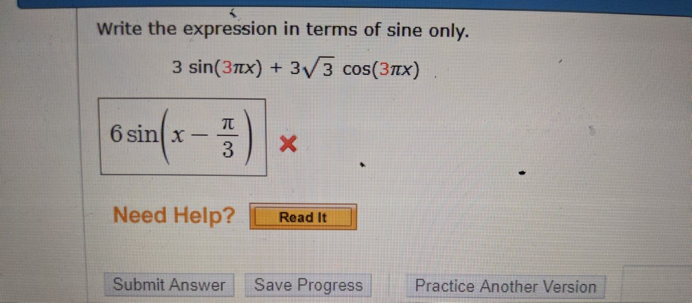Solved Write the expression in terms of sine only. 3 | Chegg.com