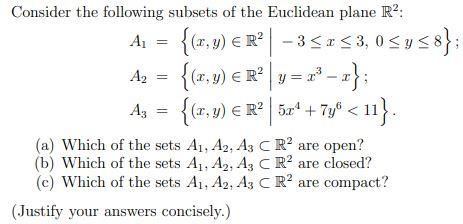 Solved Consider the following subsets of the Euclidean plane | Chegg.com