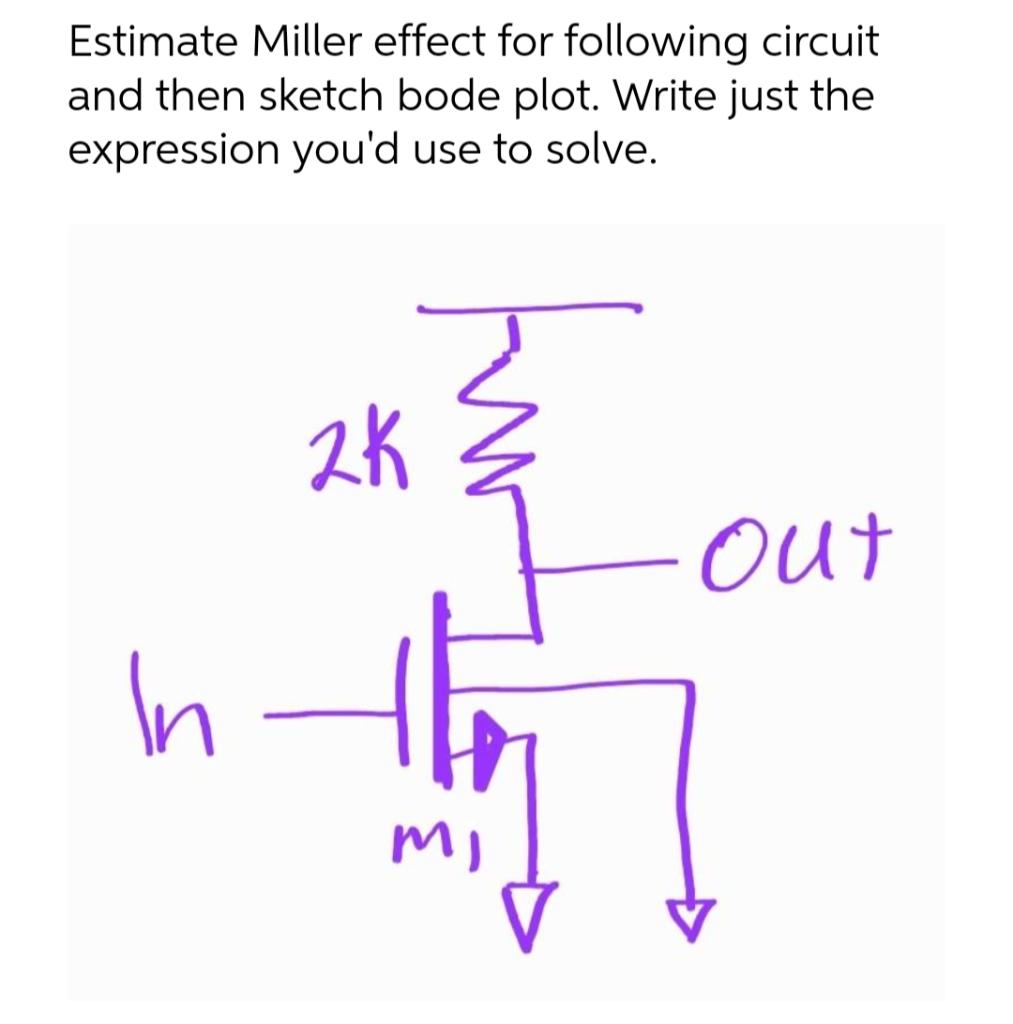 Solved Estimate Miller effect for following circuit and then | Chegg.com