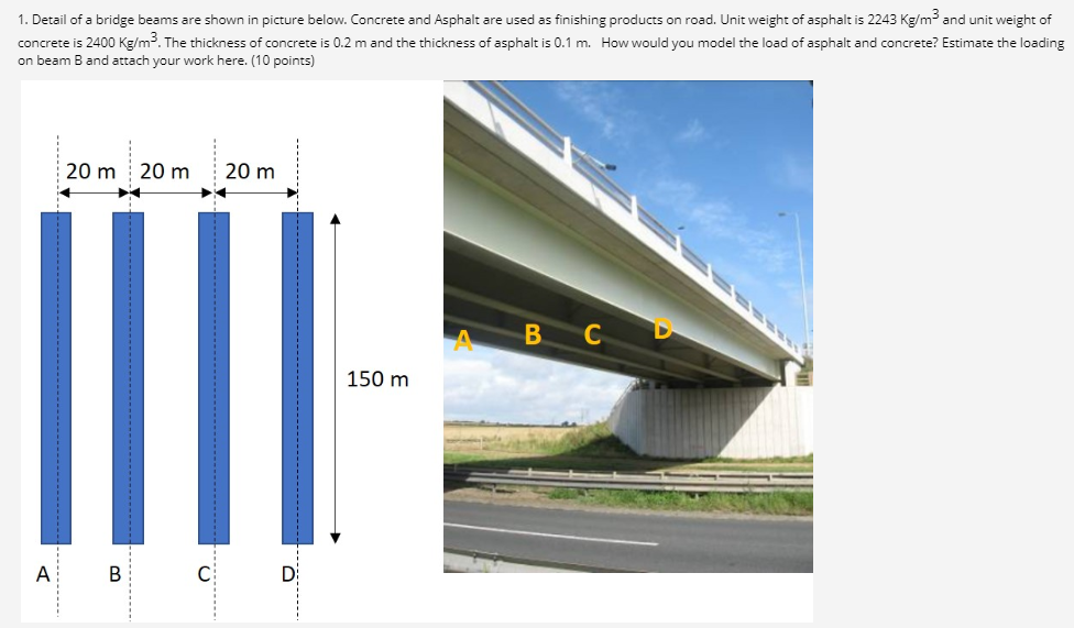 Solved 1. Detail of a bridge beams are shown in picture | Chegg.com