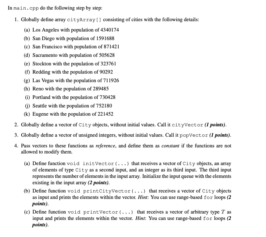 Solved In main. cpp do the following step by step: 1. | Chegg.com
