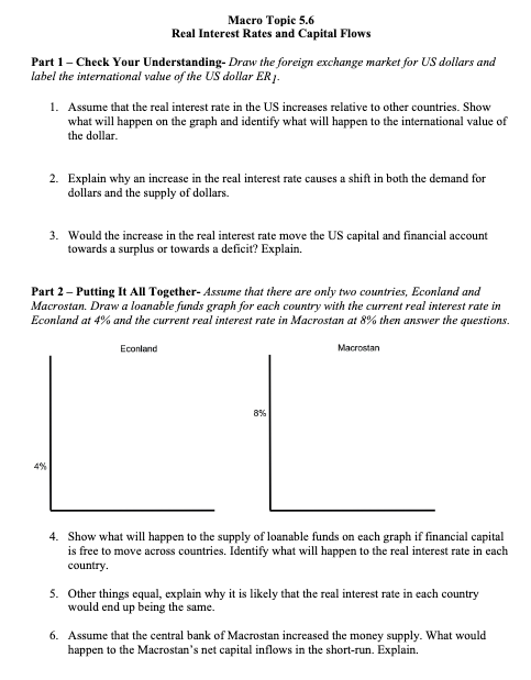 Macro Topic 5.6 Real Interest Rates and Capital Flows | Chegg.com