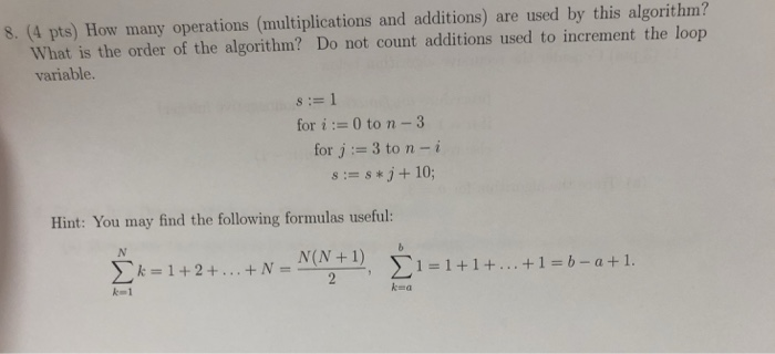 Solved 8. (4 pts) How many operations (multiplications and | Chegg.com