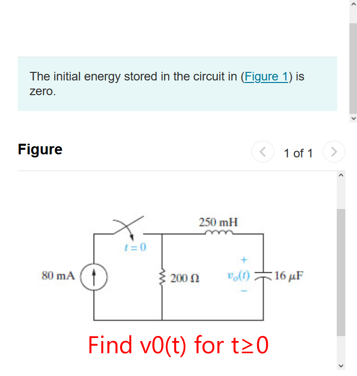Solved The initial energy stored in the circuit in (Figure | Chegg.com