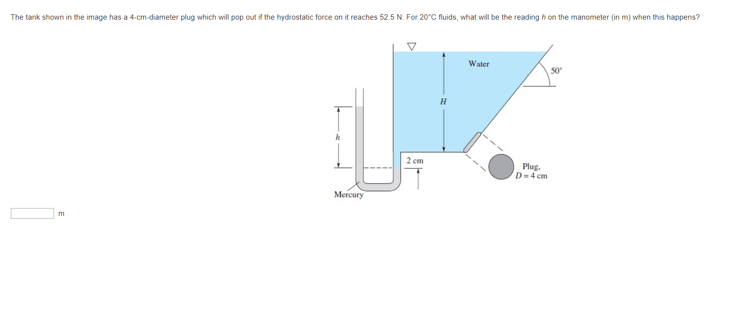 Solved The tank shown in the image has a 4-cm-diameter plug | Chegg.com